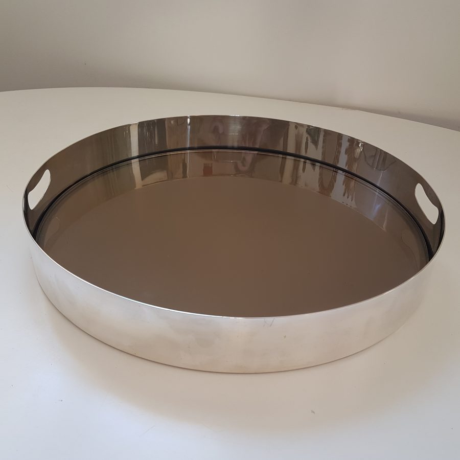 Plateau design en métal argenté - Lampodrome