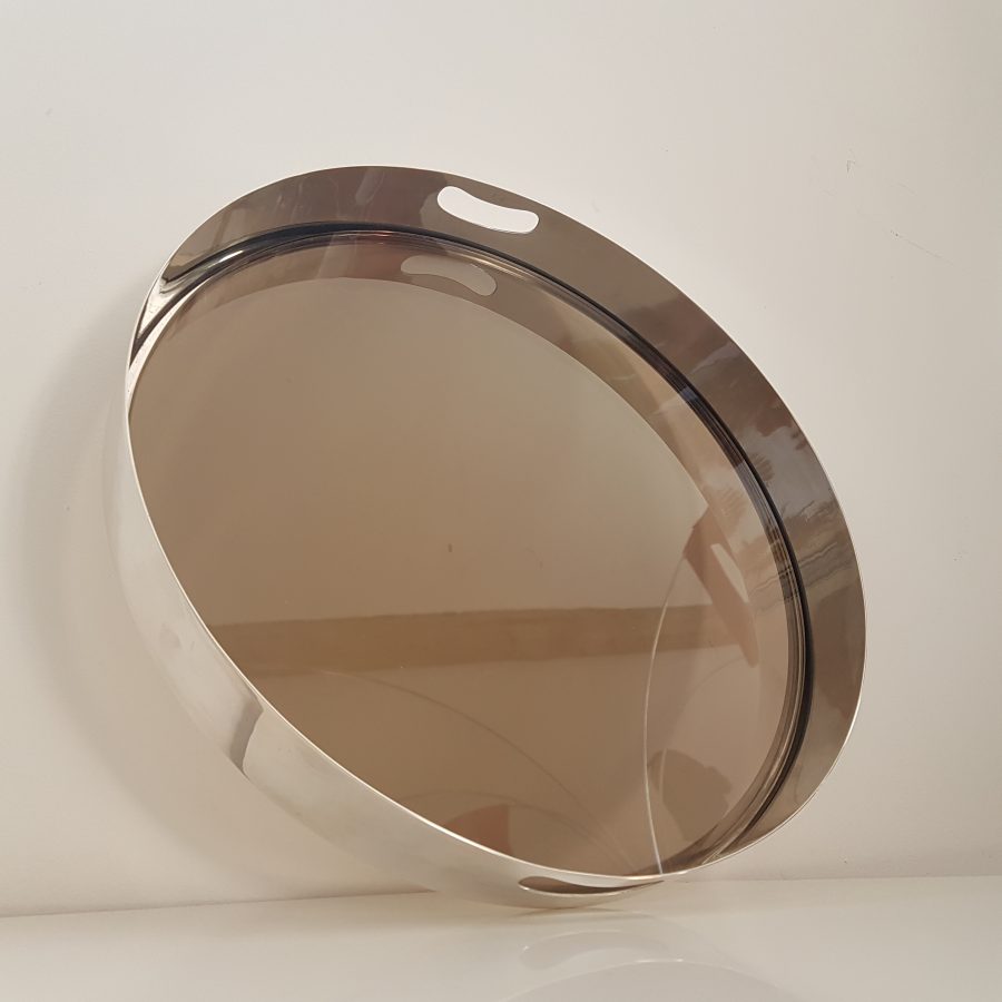 Plateau design en métal argenté - Lampodrome